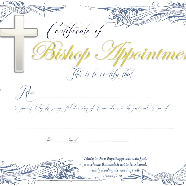 Bishop Certificate - Etsy