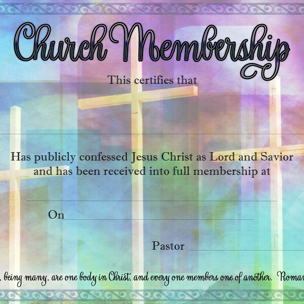 Church Membership Certificate of Membership - Etsy