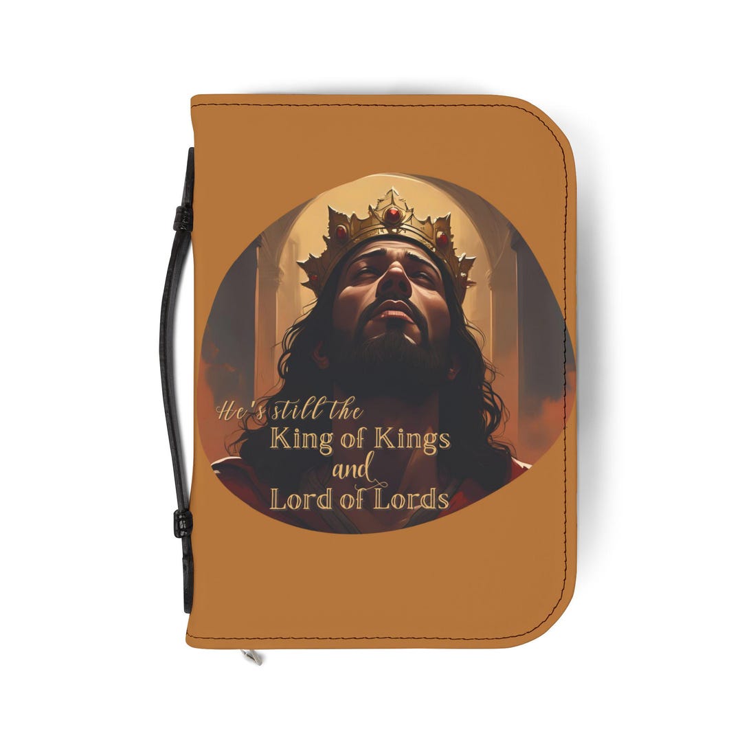 Sleek Leather Bible Cover - King of Kings Design, Christian Gift ...
