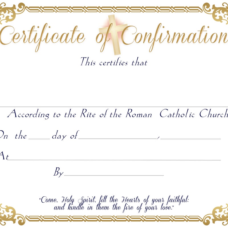 Catholic Confirmation Certificate Pdf Printable - Etsy