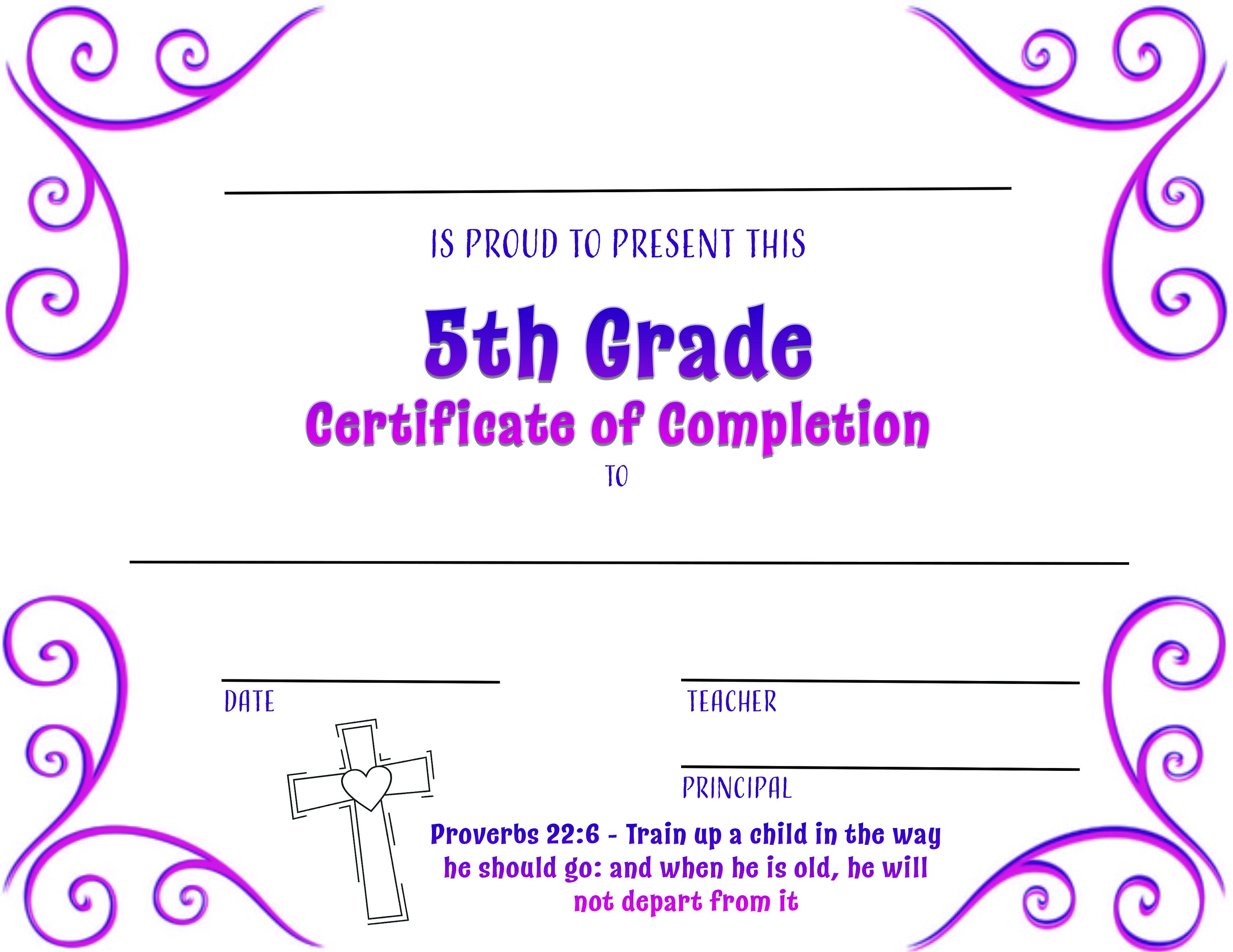 5th Grade Completion Certificate Printable School End Of Year Leavers
