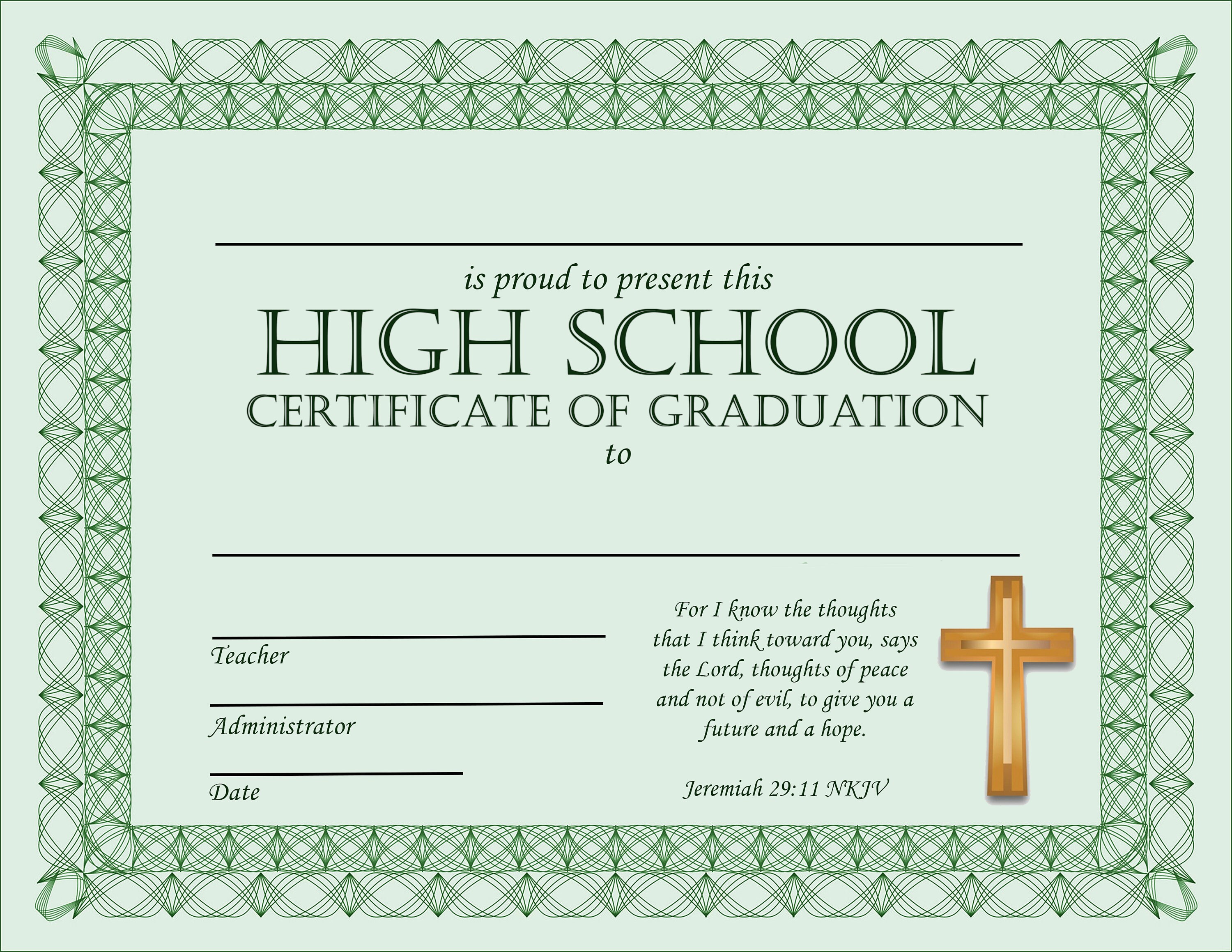 Certificate of High School Graduation- Administrator PDF Downloadable ...