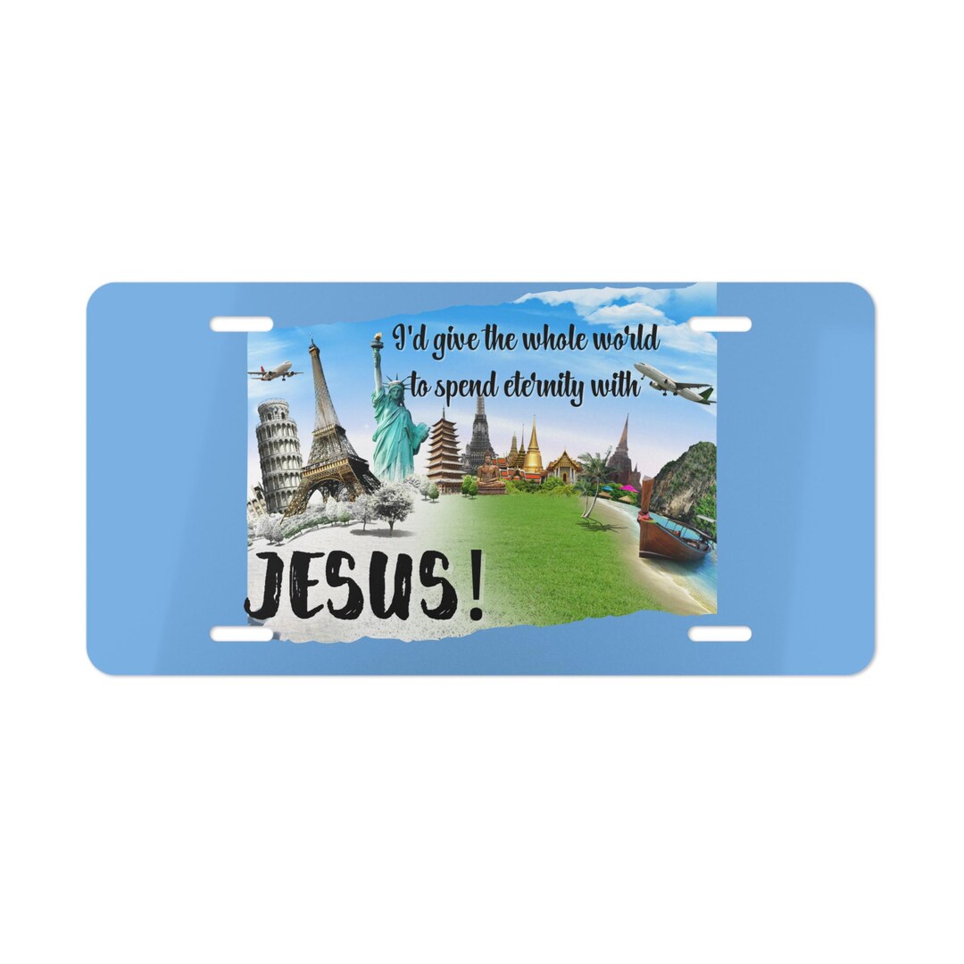 Jesus-themed Aluminum Vanity Plate: Whole World Christian Car Accessory ...