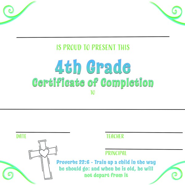 4th Grade Completion Certificate - Etsy