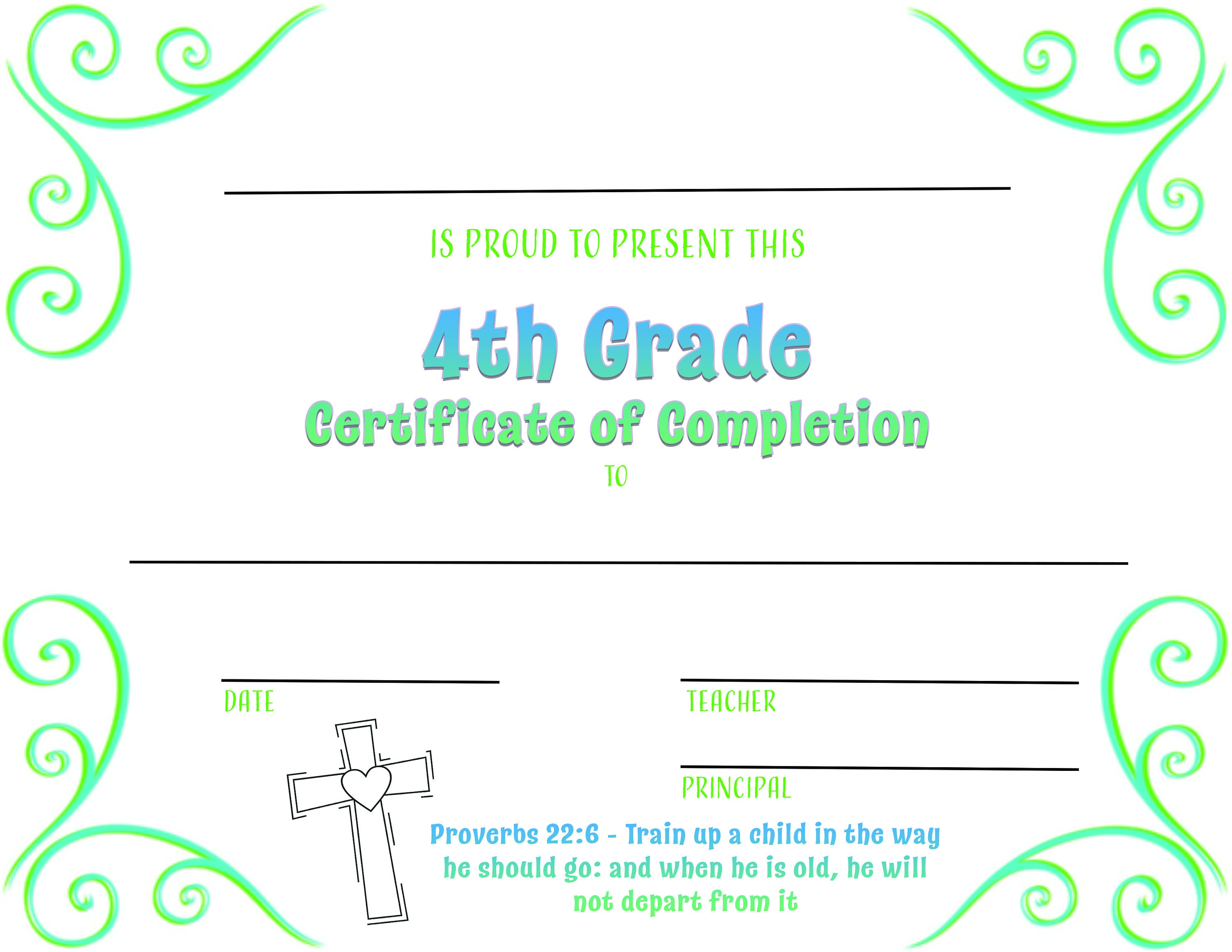 Christian 4th Grade Completion Certificate PDF Downloadable Reusable ...