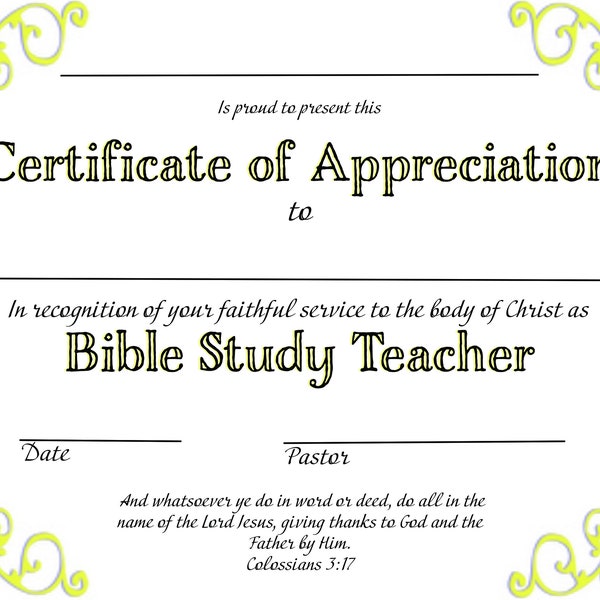 Christian Appreciation Certificate - Etsy