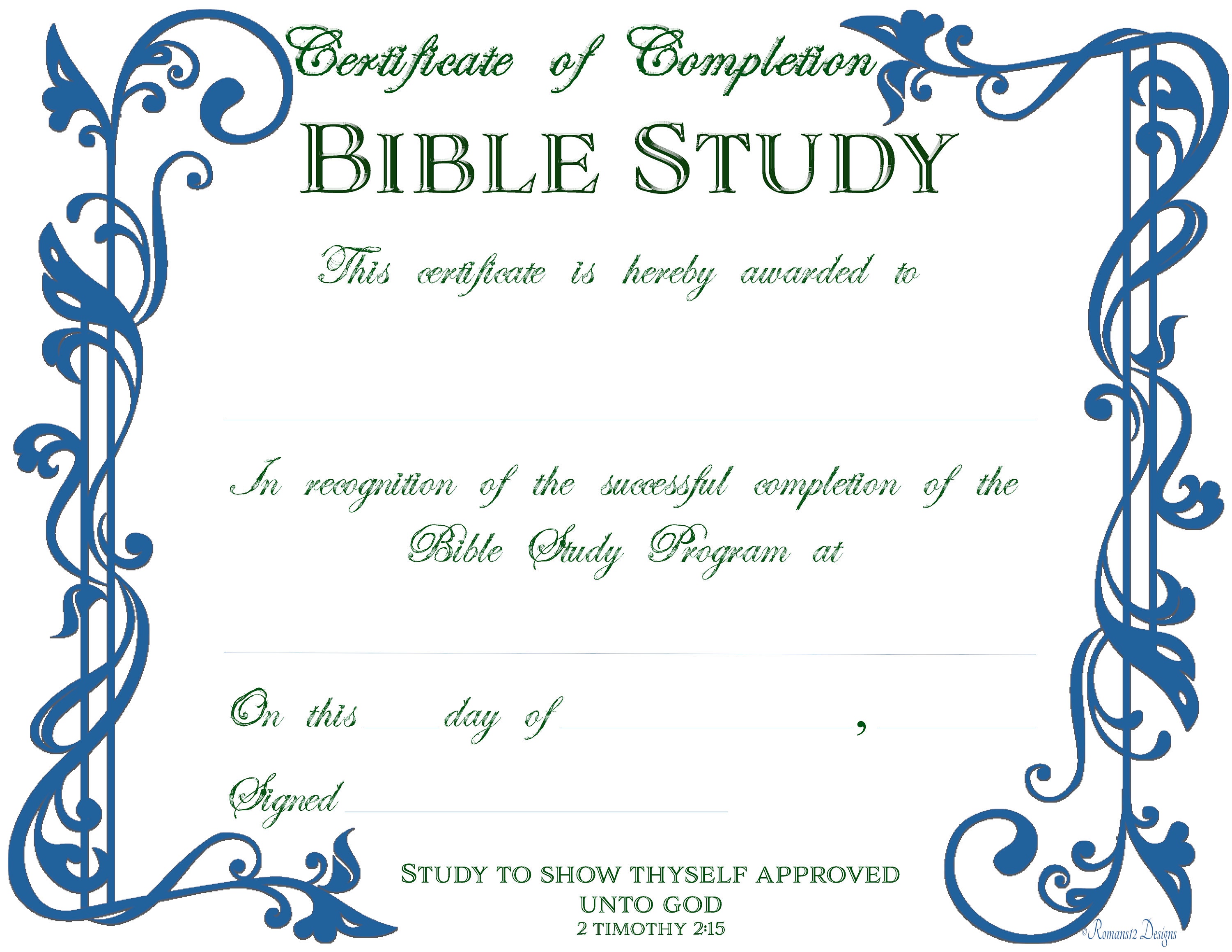 Bible Study Certificate Of Completion PDF Printable Download File Etsy