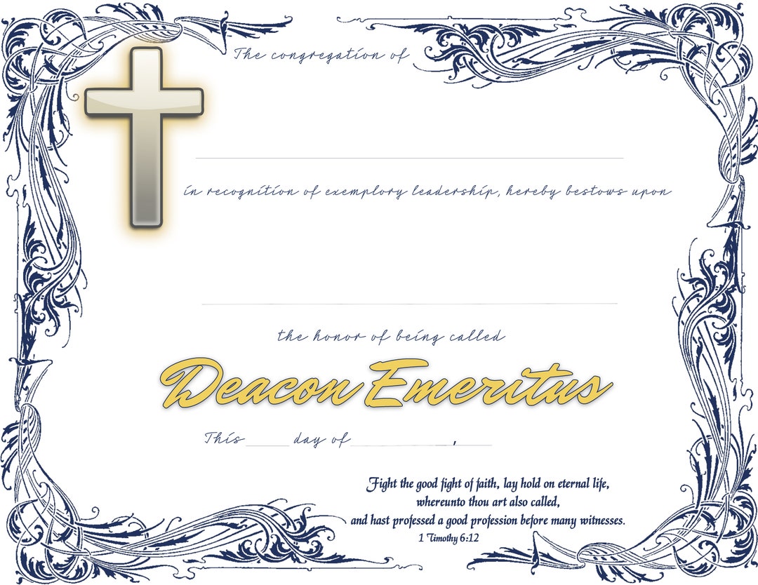 Certificate of Appointment- Deacon Emeritus PDF Downloadable Printable ...