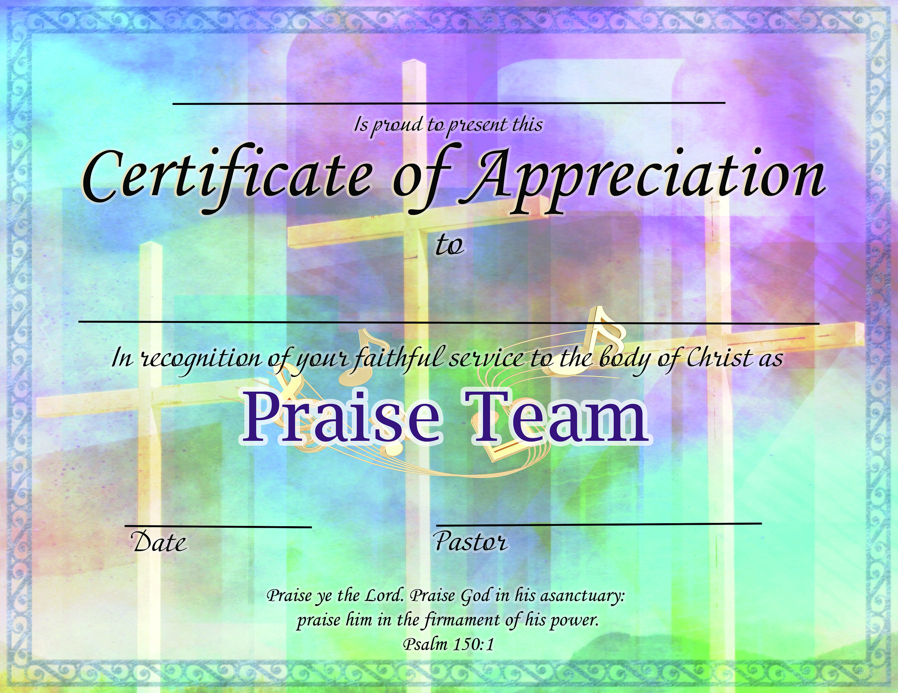 Certificate of Appreciation- Praise Team, PDF Download Customizable ...