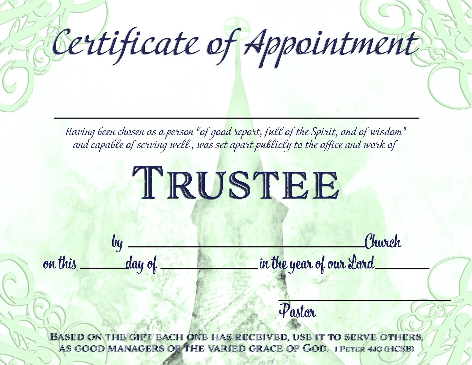 Certificate of Appointment- Trustee Downloadable PDF Printable ...