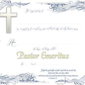Pastor Emeritus Certificate - Etsy