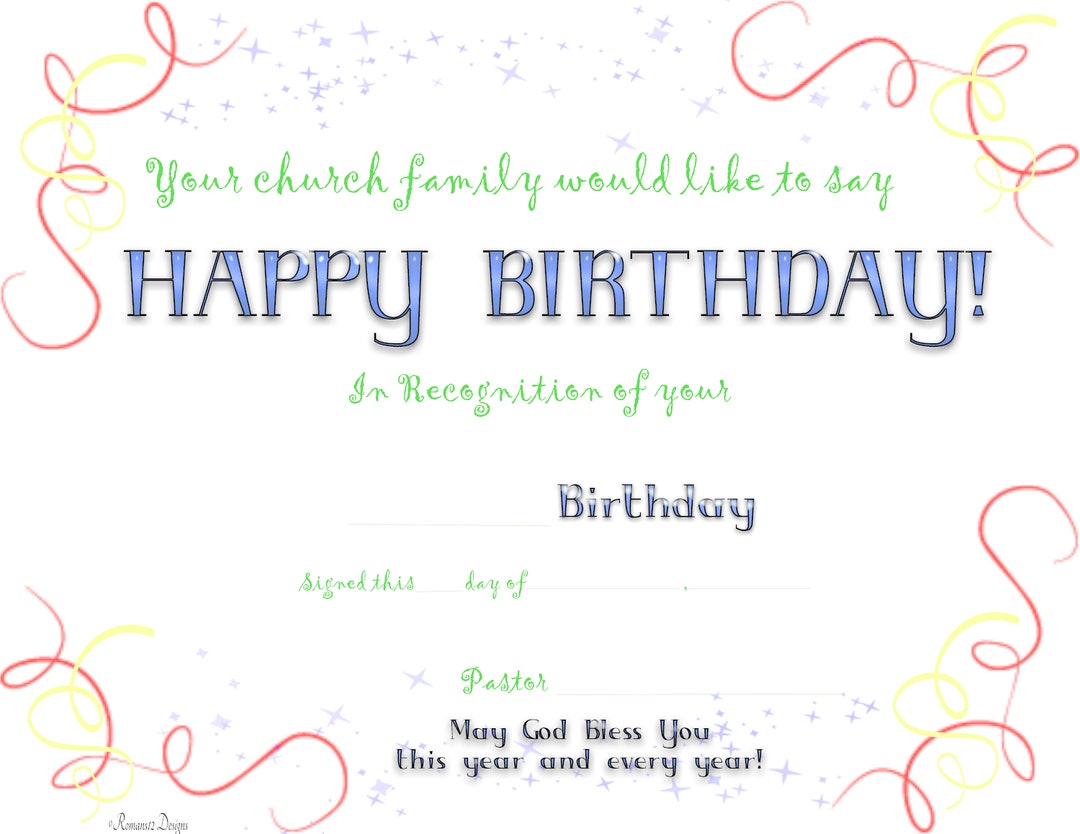 Christian Birthday Certificate PDF Printable - Etsy