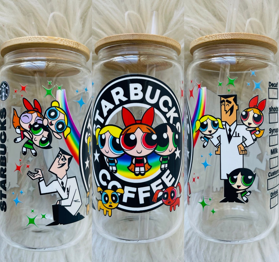 16oz Glass Can Reusable Can Cup Powerpuff - Etsy