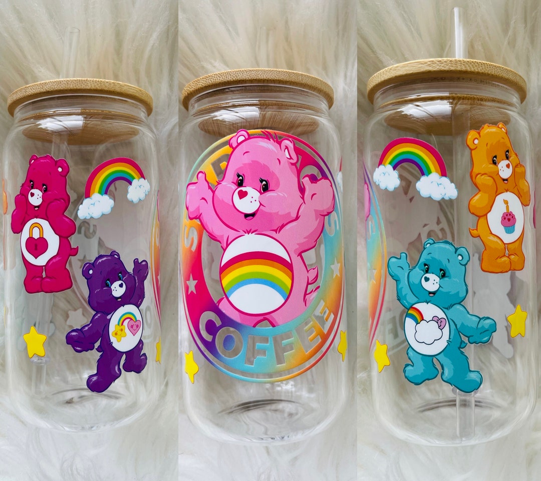 16oz Glass Can Reusable Can Cup Carebear - Etsy