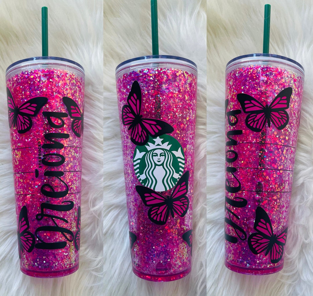 Butterfly Cup Reusable Tumbler Glitter Cup Snowglobe - Etsy