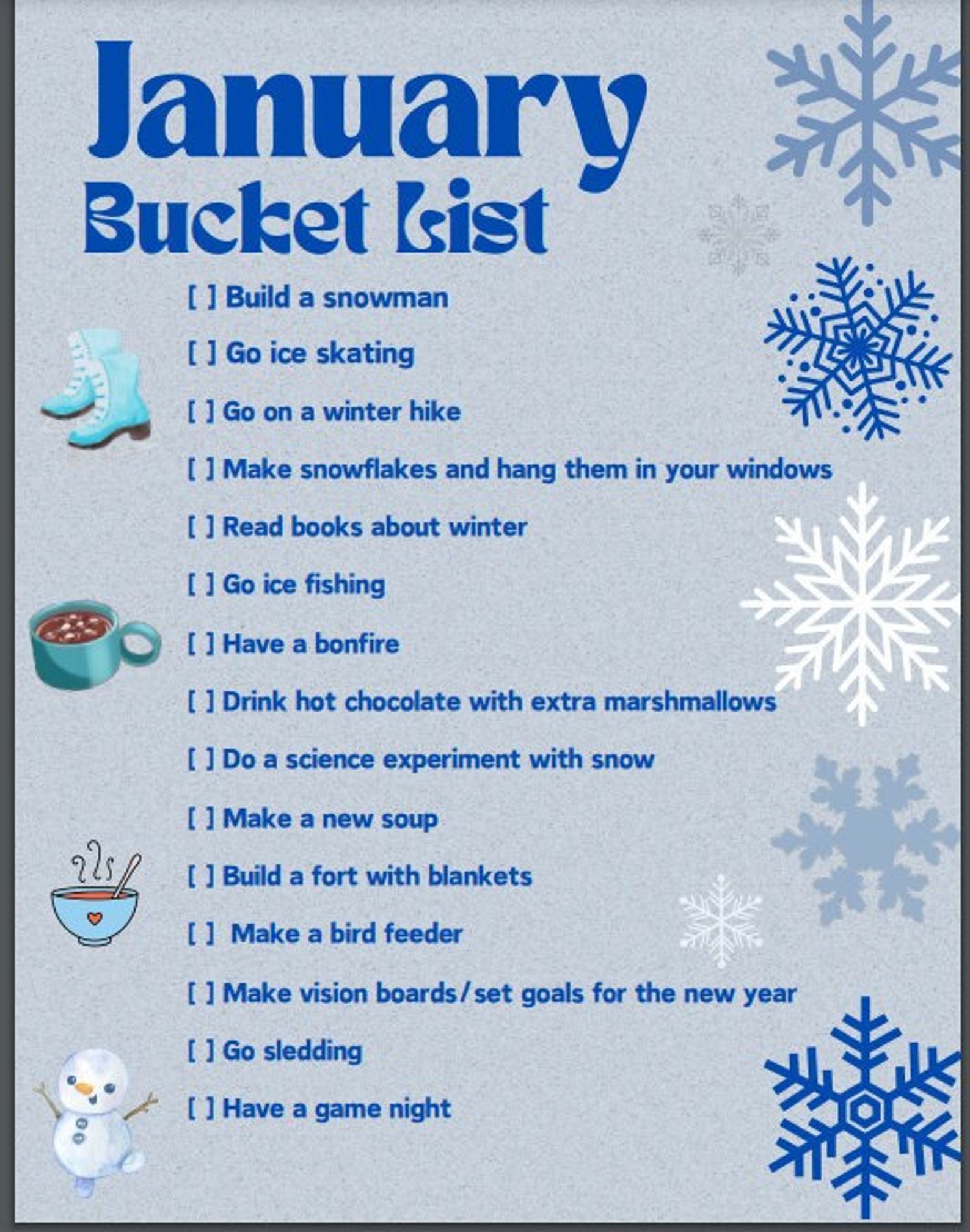 January Bucket List - Etsy Canada