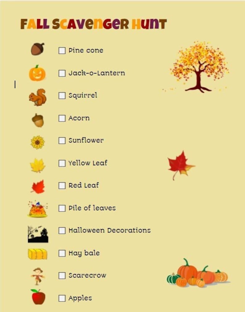 Fall Scavenger Hunt - Etsy