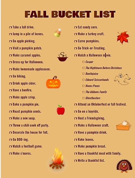 Fall Bucket List | Etsy