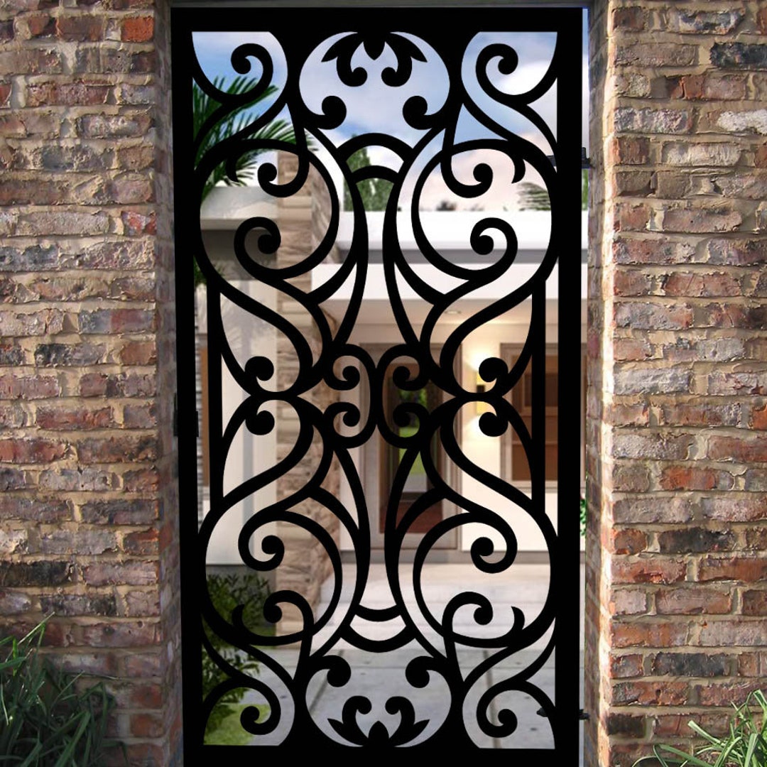Metal Garden Gate Laser Cut Patterns With Posts and Latch - Etsy