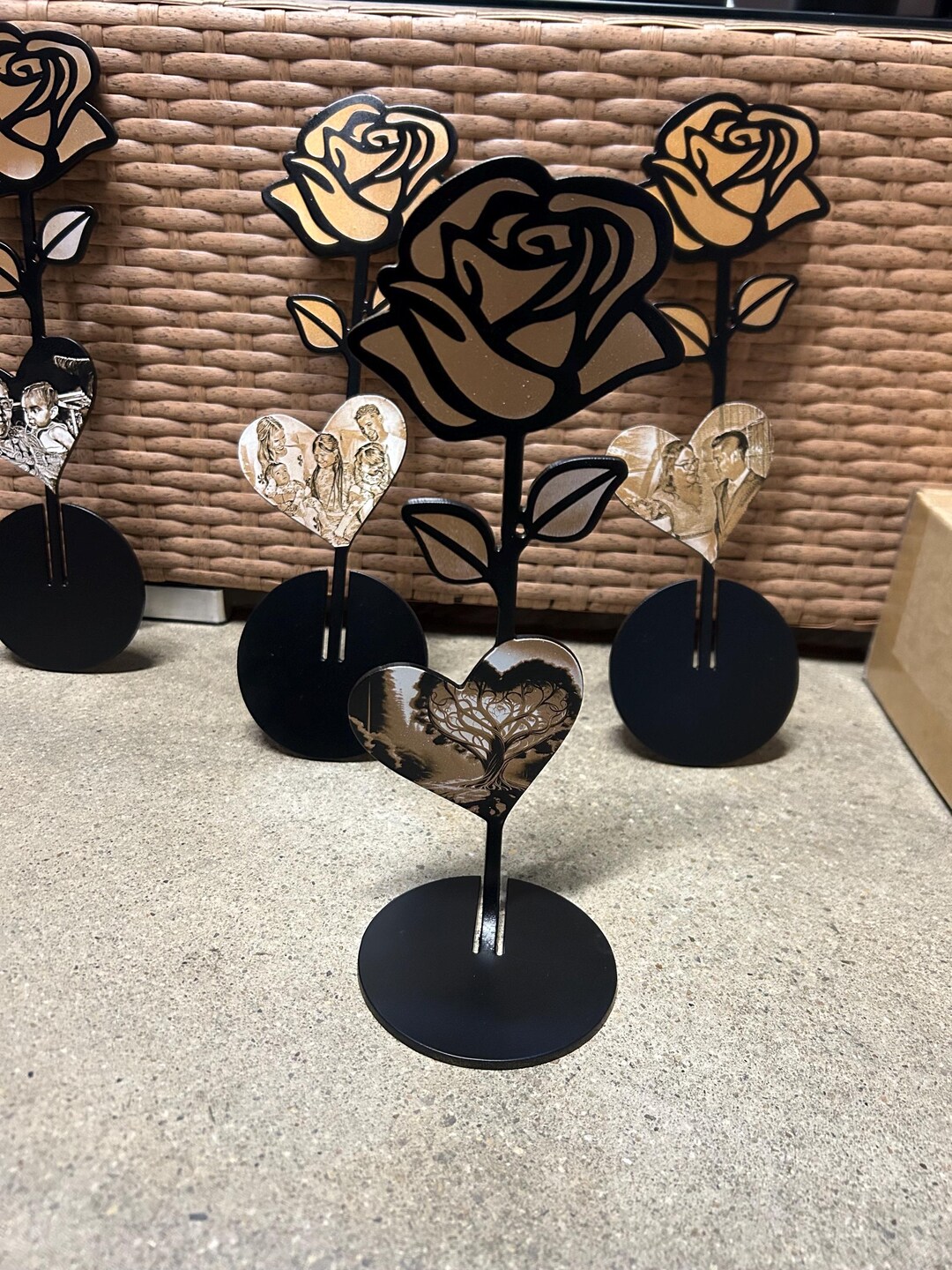 Metal Forever Rose With Laser Engraved Photo! Black|metallic Gold - Etsy