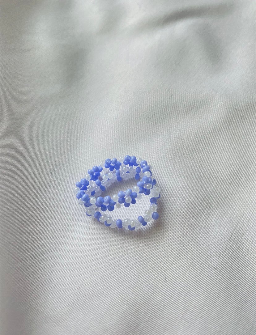 Periwinkle Daisy Ring Beads Rings Beaded Flower Rings Mom - Etsy