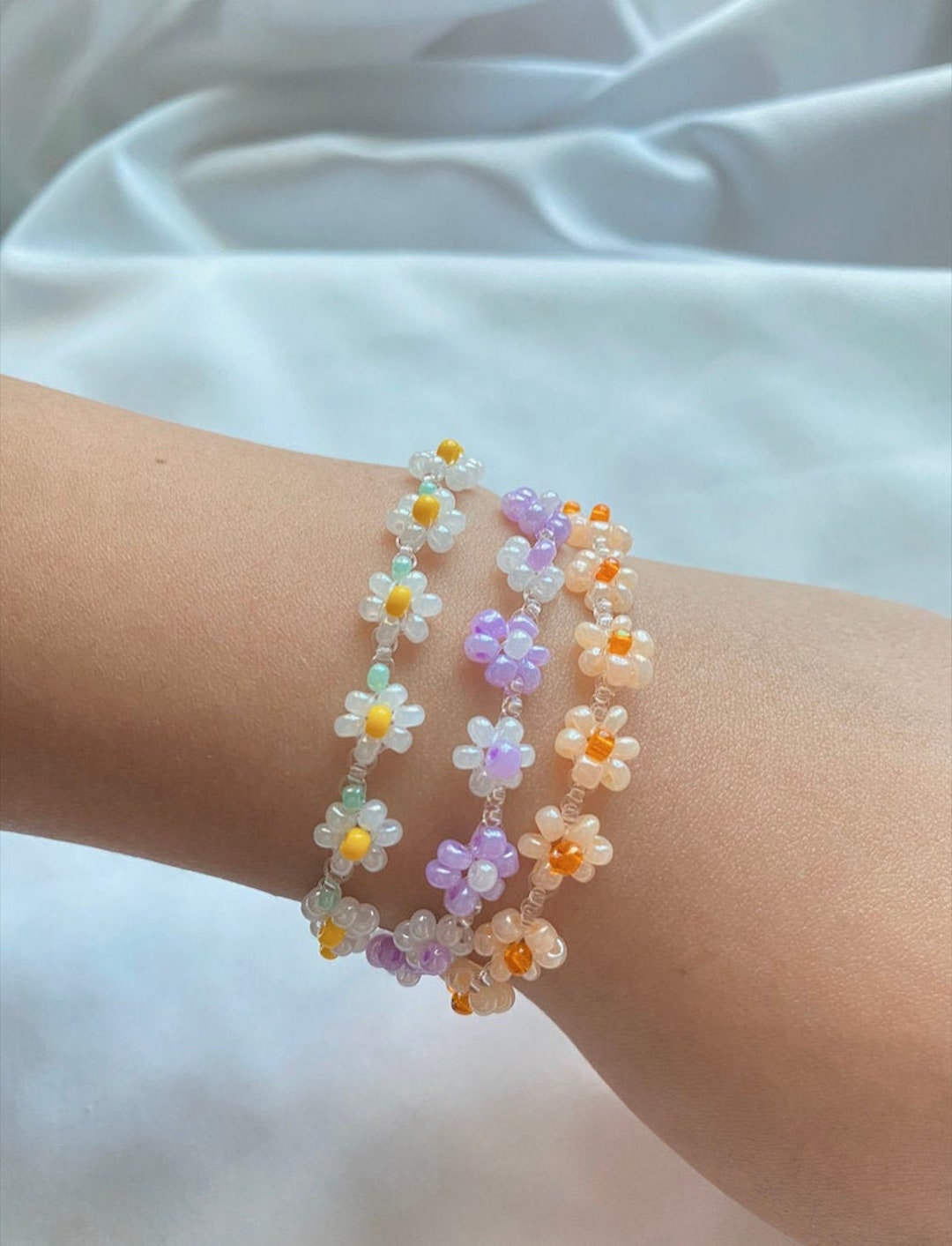 Daisy Chain Bracelet, Gifts for Her, Crystal Bead, Mom Gift, Mother's ...