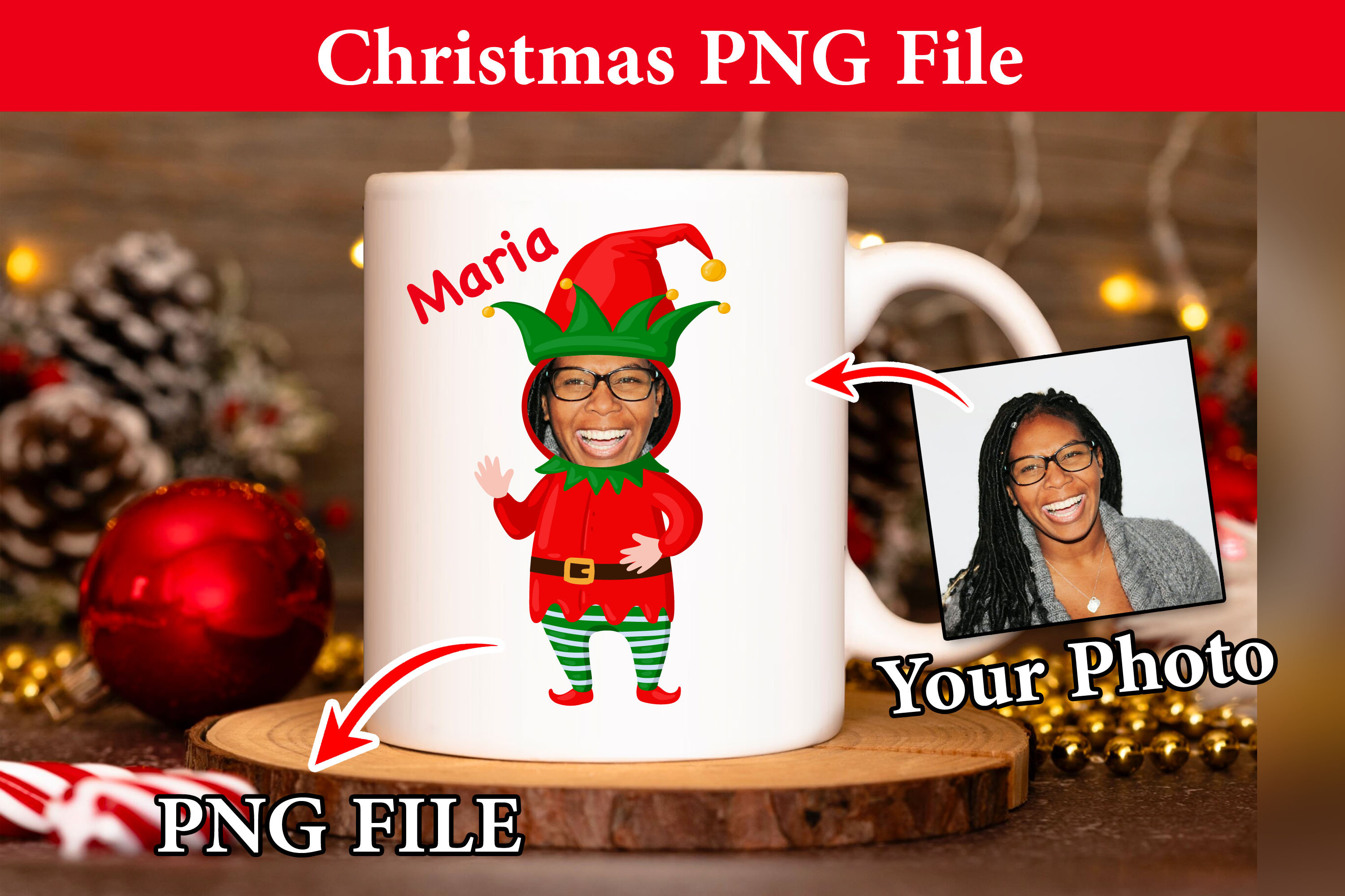 Christmas Add Your Own Photo Picture | PNG Elves Boy & Girl Add Photo ...