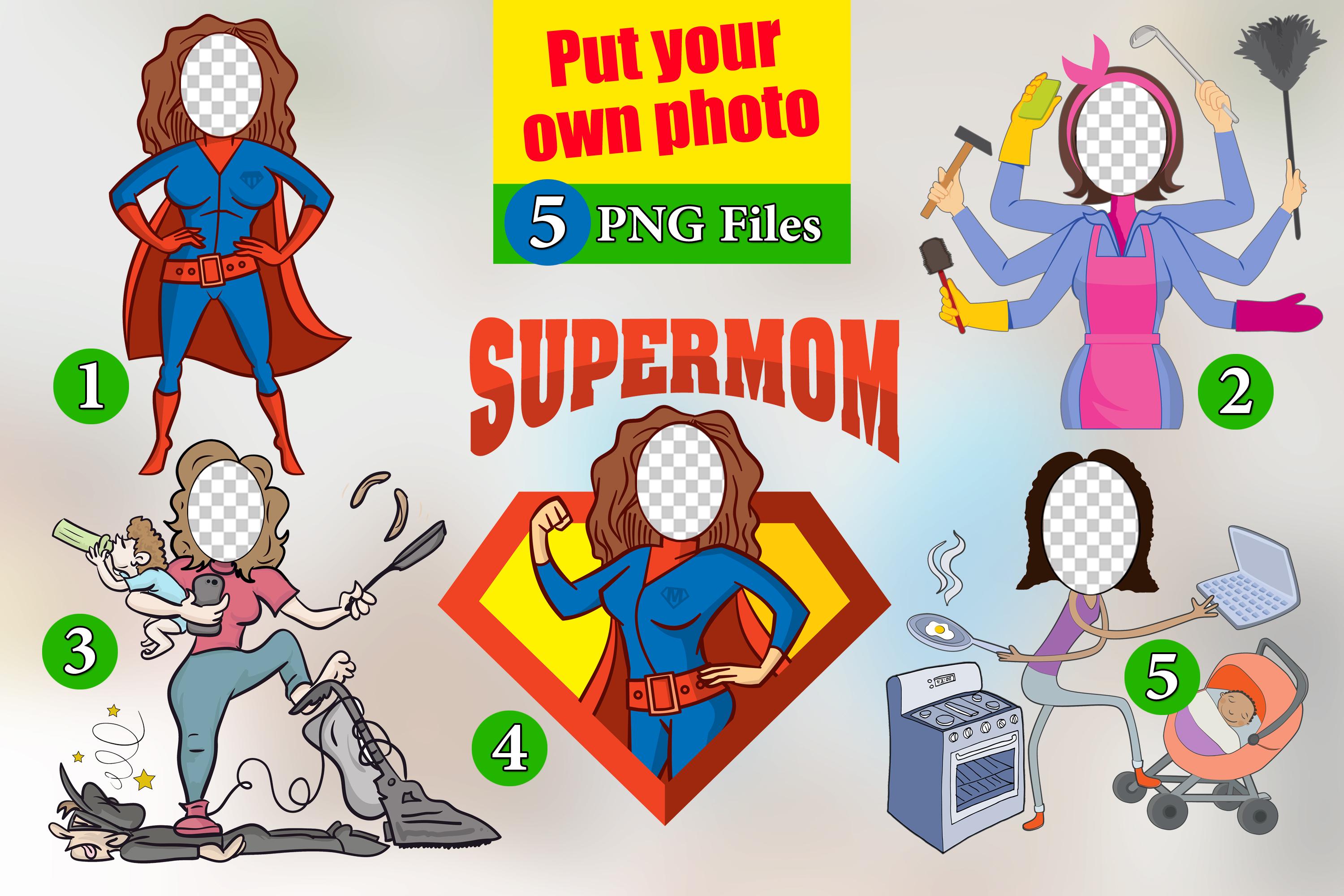 Super Mom Face Hole Add Your Photo (digital Download) - Etsy