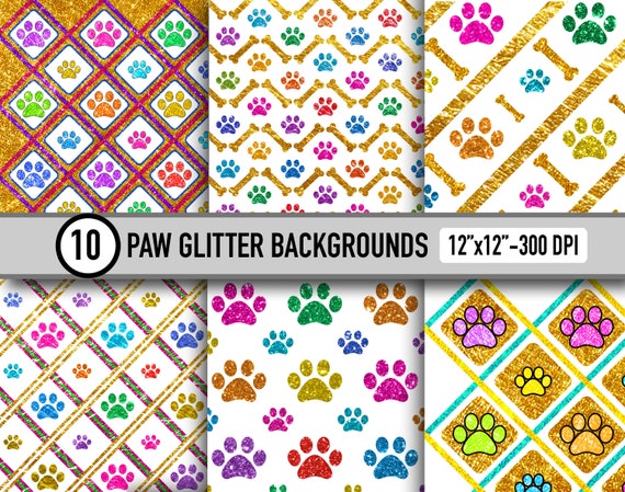Paw Pet Dog Glitter Background Party Decoration for Paper | Etsy