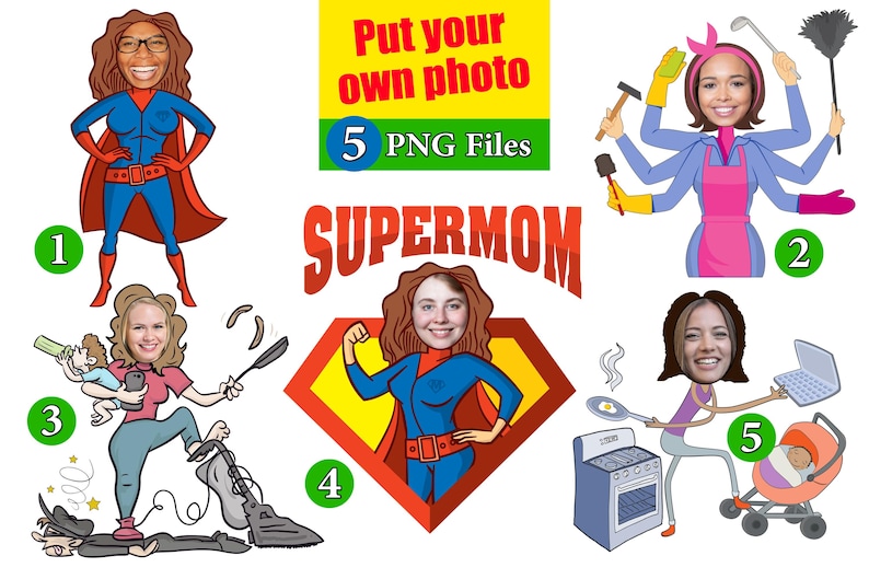 Super Mom Face Hole Add Your Photo (digital Download) - Etsy