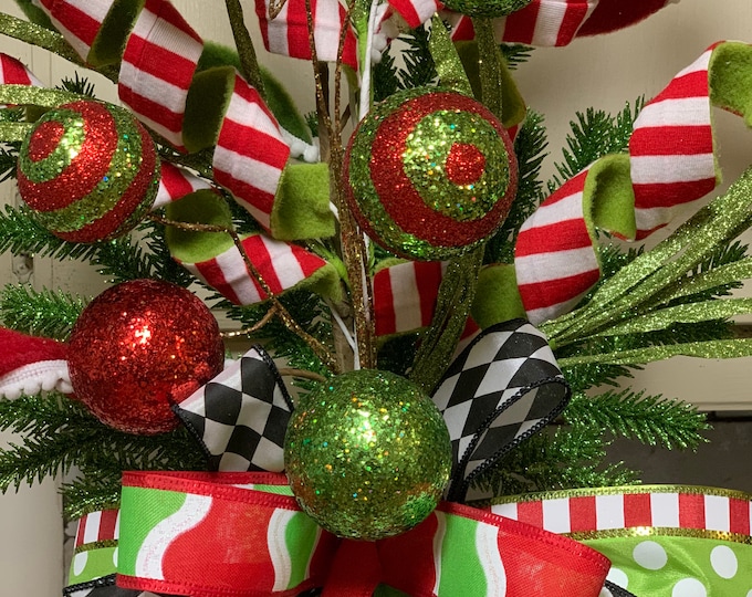 Grinch Themed Tree Topper - Etsy