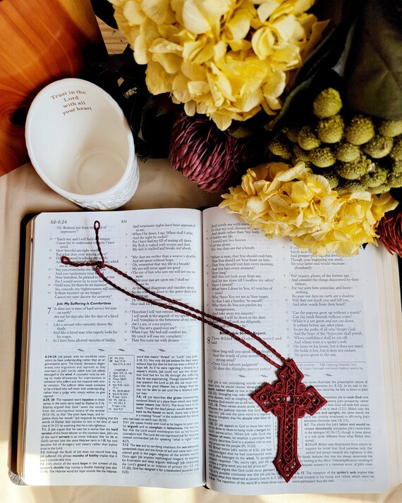 Elegant Lace Cross Bookmark Jesus God Bible Red Fsl - Etsy