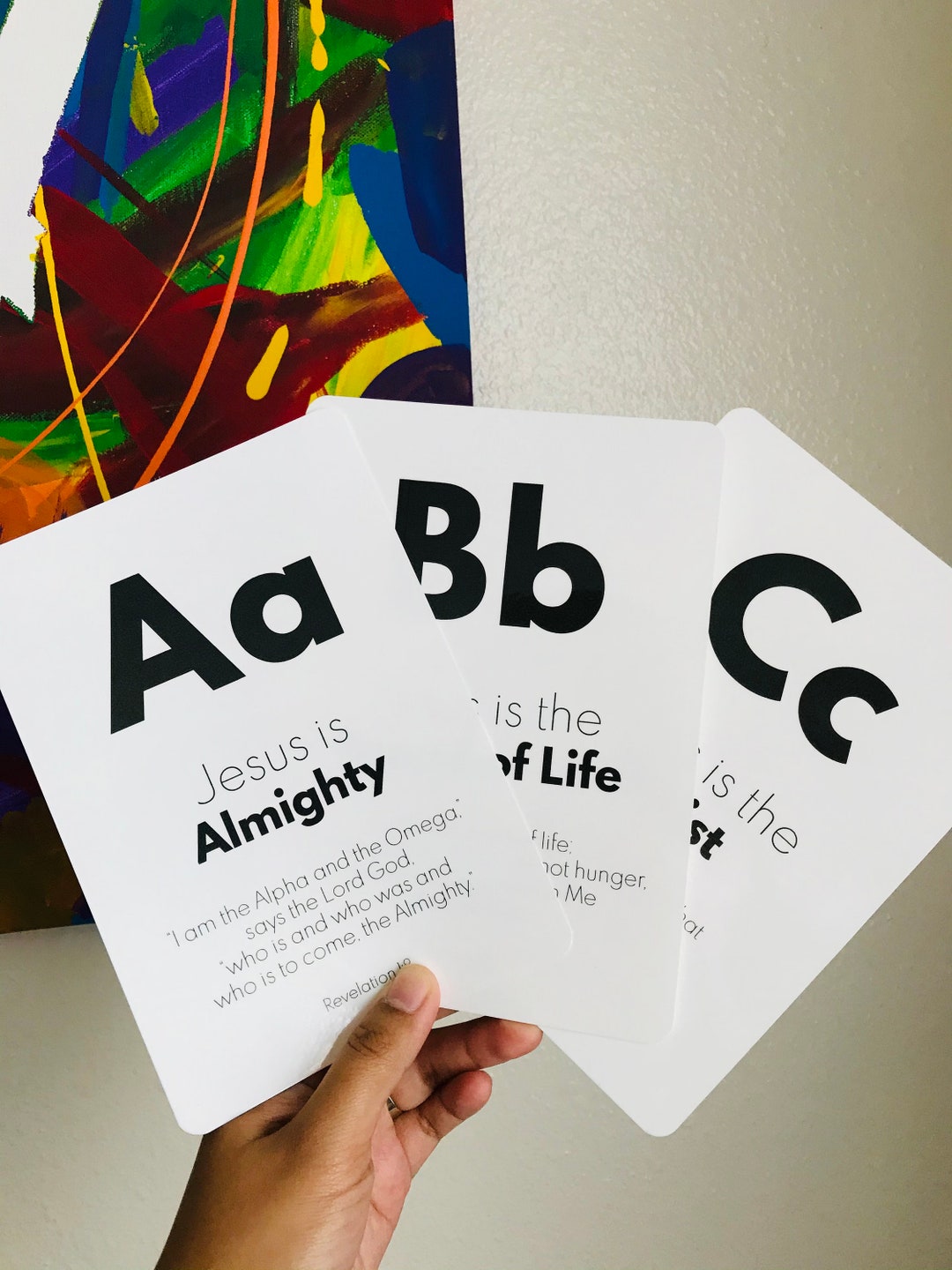 Jesus ABC Scripture Cards Monochrome PRINTABLE / Alphabet Names of ...