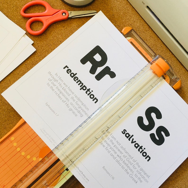 Gospel ABC Scripture Cards Monochrome PRINTABLE / Bible A-Z Kids Memory ...