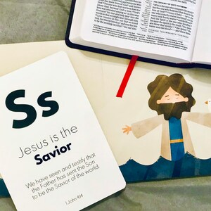 Jesus ABC Scripture Cards Monochrome PRINTABLE / Alphabet Names of ...