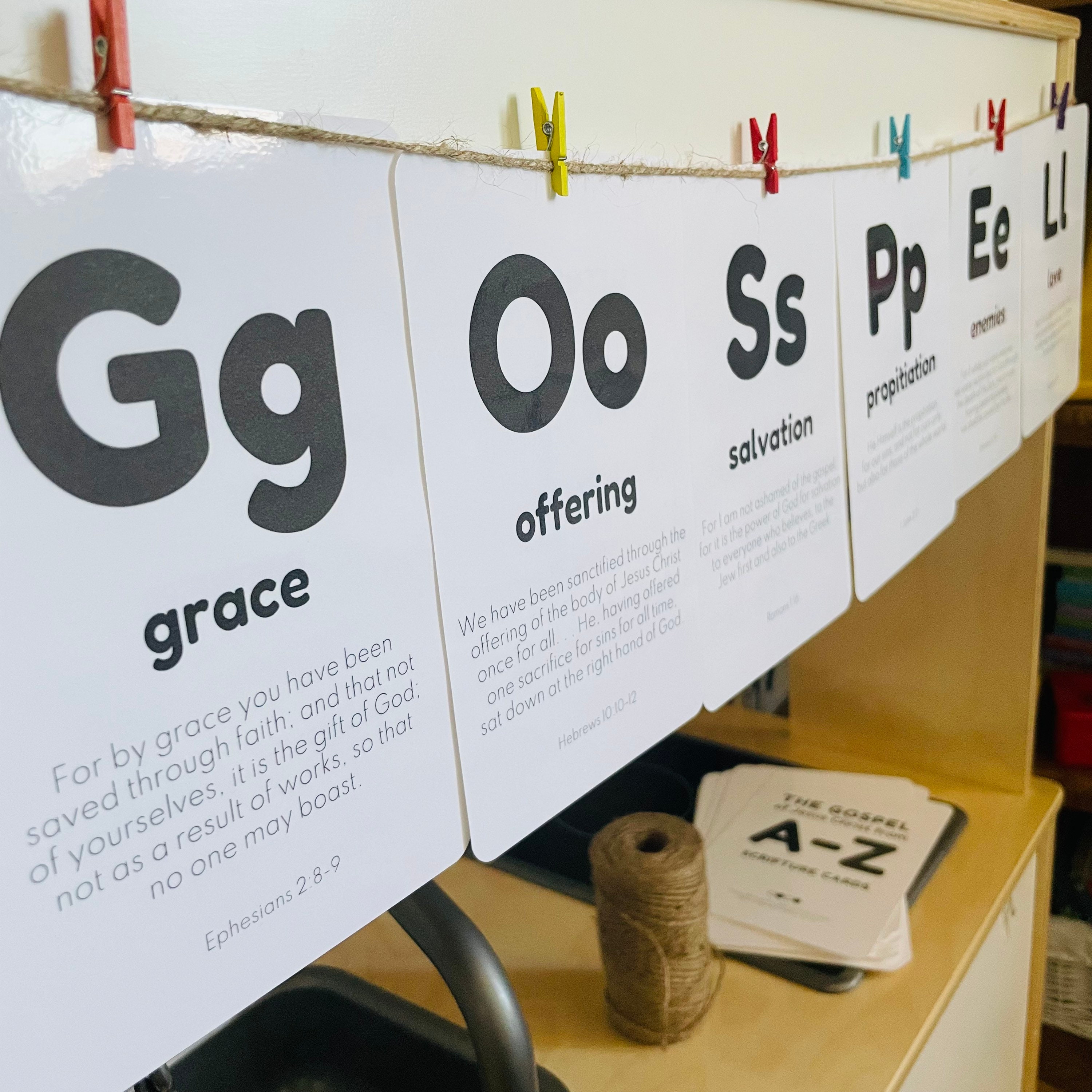 Gospel ABC Scripture Cards Monochrome PRINTABLE / Bible A-Z Kids Memory ...