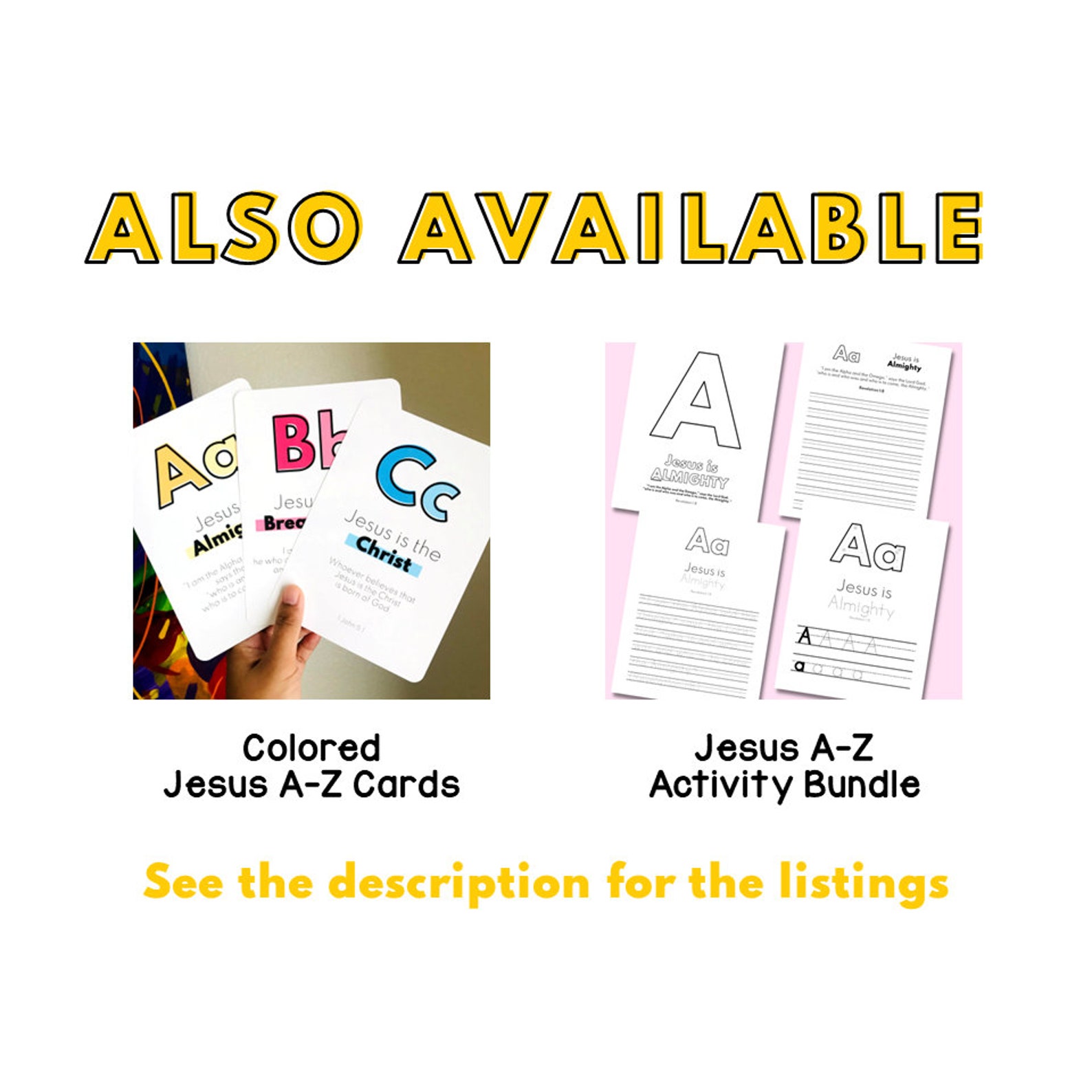 Jesus ABC Scripture Cards Monochrome PRINTABLE / Alphabet - Etsy