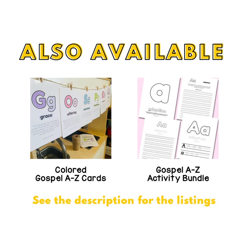 Gospel ABC Scripture Cards Monochrome PRINTABLE / Bible A-Z Kids Memory ...