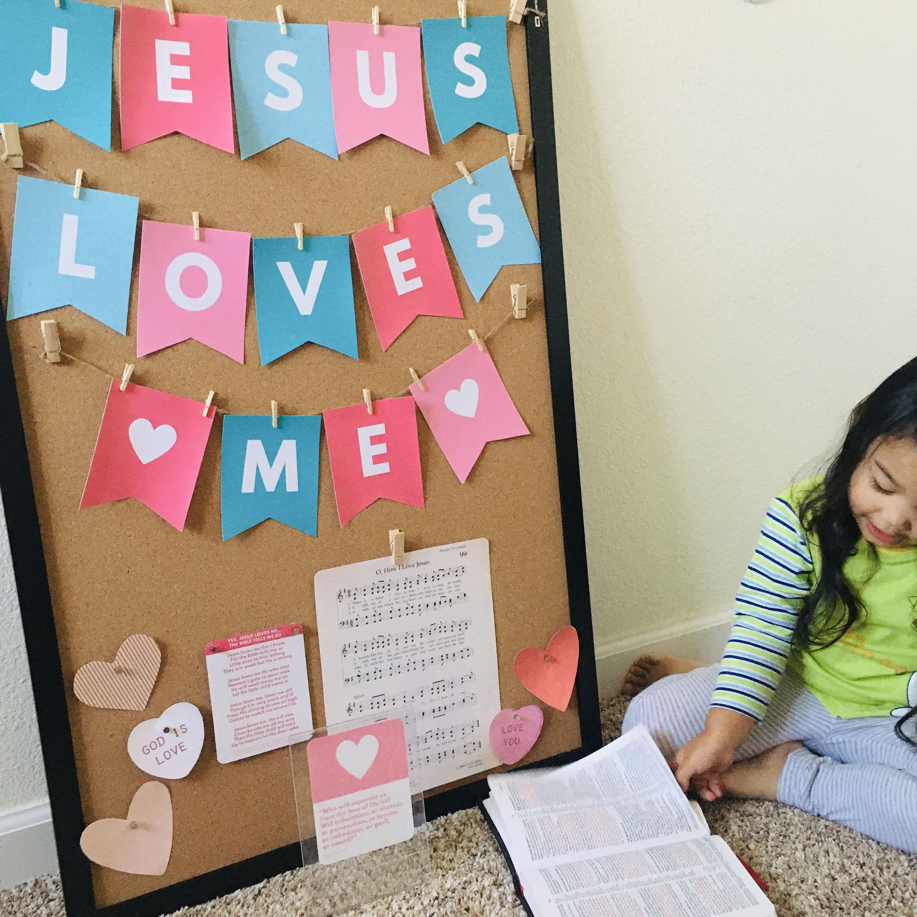 Jesus Loves Me Scripture Cards PRINTABLE / Bible Valentines Kids Memory ...