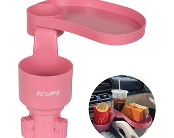 2CUPS Refurbished Car Cup Holder Expander and Attachable Tray Set oval ...