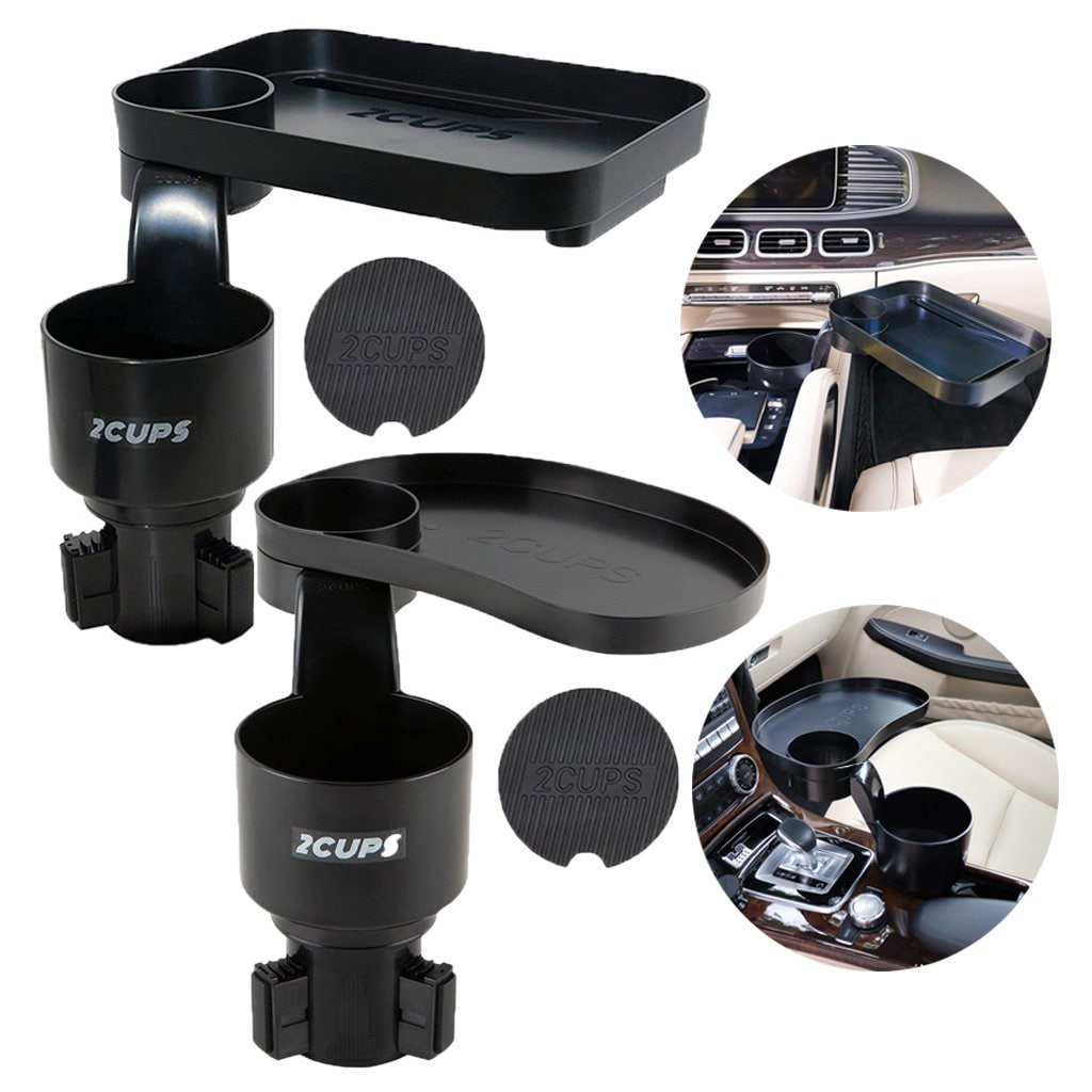 2CUPS Refurbished Car Cup Holder Expander and Attachable Tray Set [oval ...