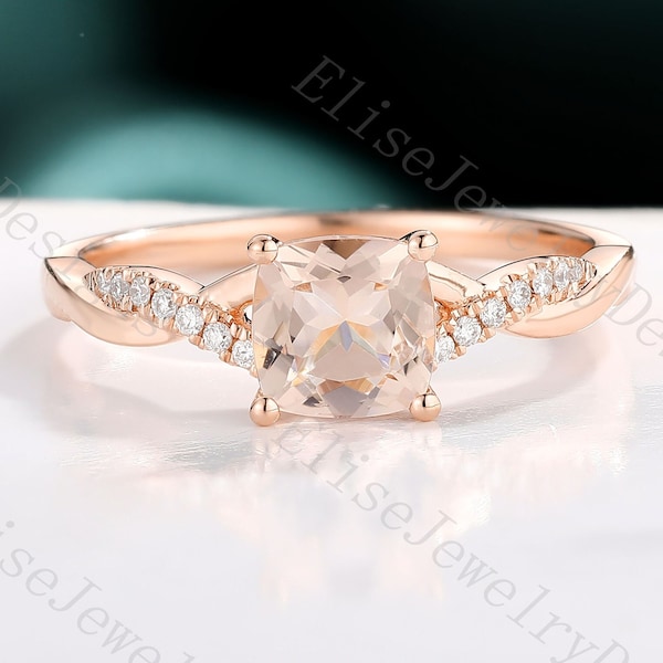 Rose Gold Cushion Cut Ring - Etsy