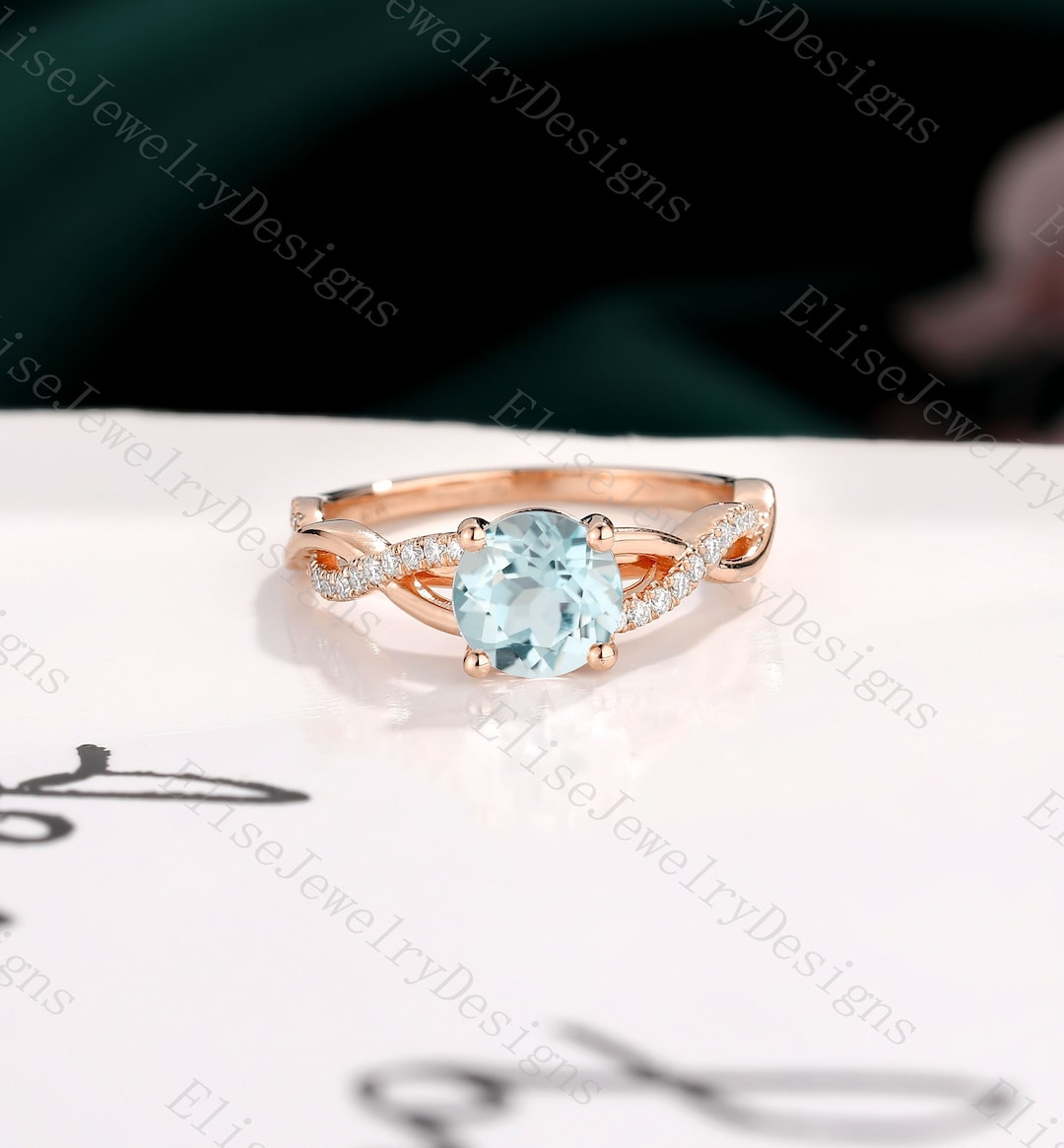 Infinity Aquamarine Engagement Ring | Twisted Aquamarine Ring ...