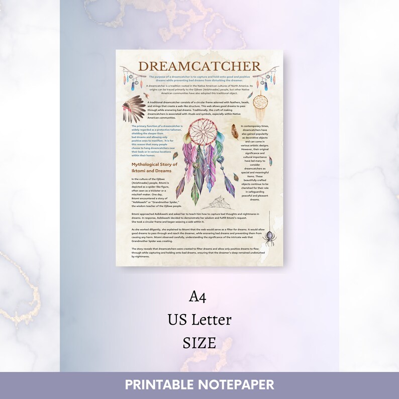 Dreamcatcher Guide Sheet: Native American Dream Lore (printable) - Etsy