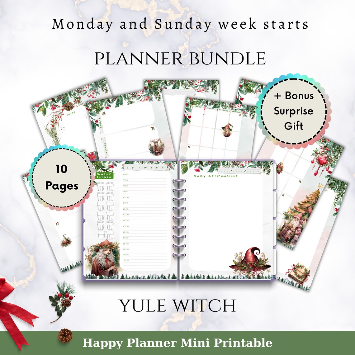 Yule Witch Planner Bundle Printable Monday / Sunday Week Starts Happy ...