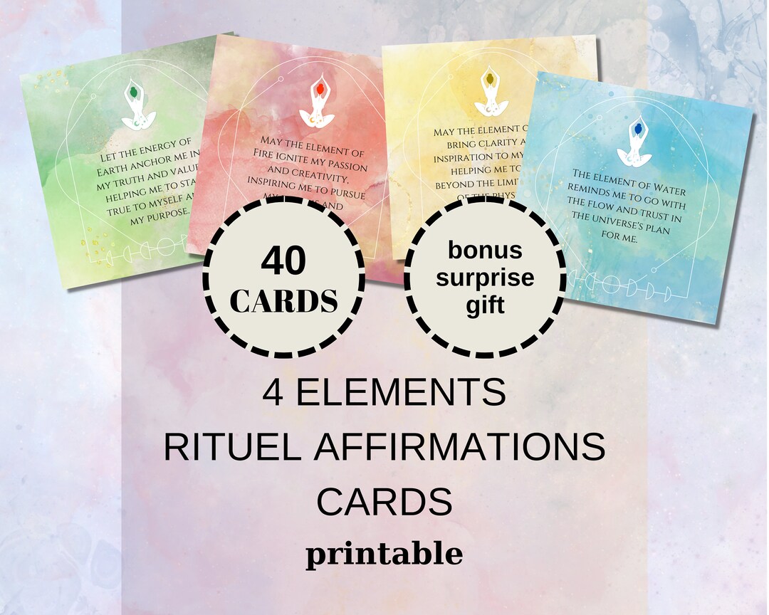 Four Elements Daily Ritual Affirmation Card Bundle - PDF Printables ...