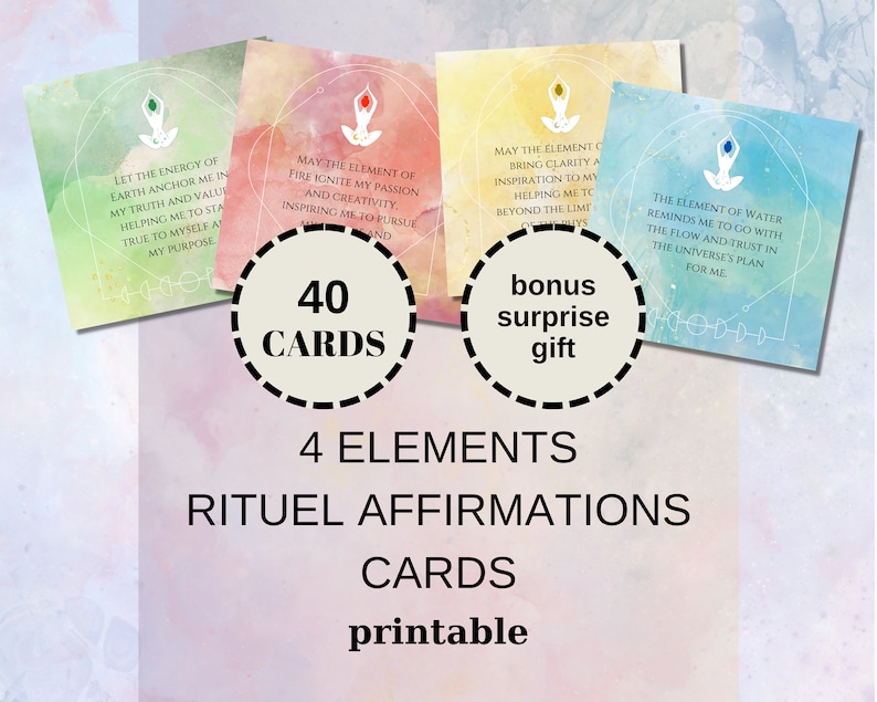 Four Elements Affirmation Cards: Daily Ritual Reference (PDF Printables ...