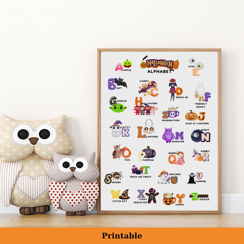 Halloween Alphabet Wall Art - Printable Poster Design - Fun ...