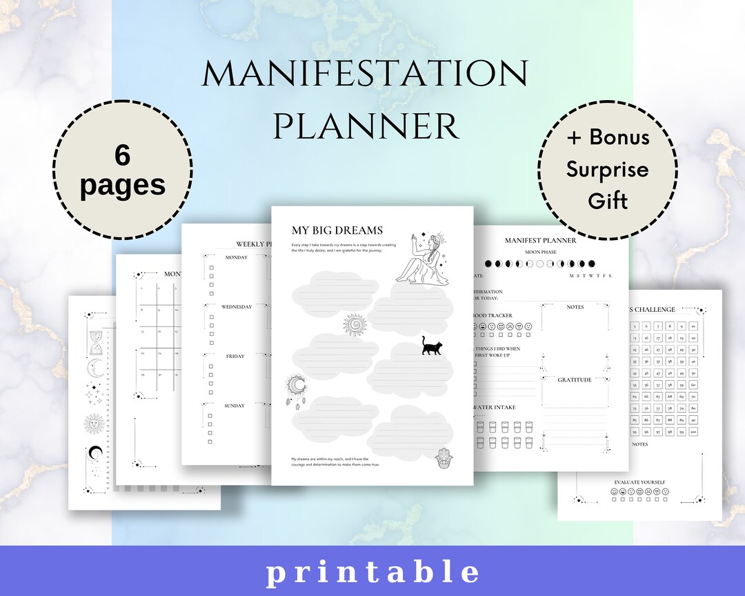 Printable Manifestation Journal: Daily Moon Phases, Wiccan Planner (PDF ...