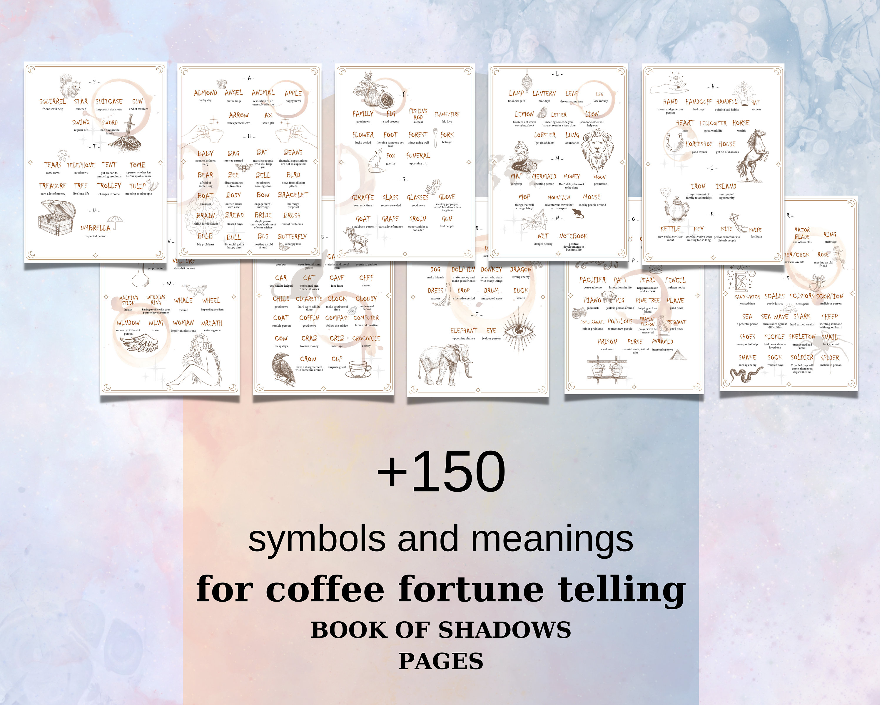 Fortune Telling Symbols of Turkish Coffee Book of Shadows Pages ...